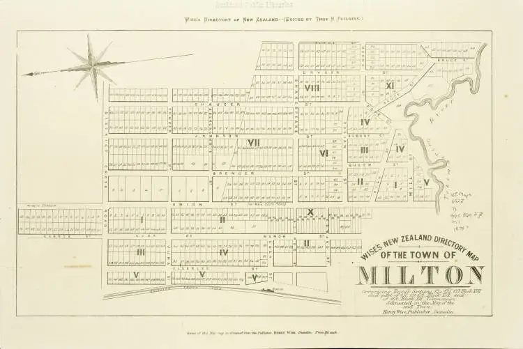 Wise's New Zealand directory map of the town of Milton | Record | DigitalNZ