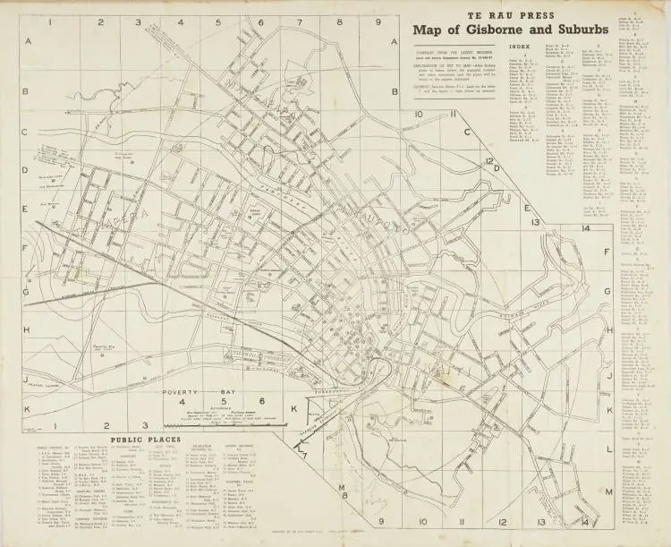 Te Rau Press map of Gisborne and suburbs | Record | DigitalNZ