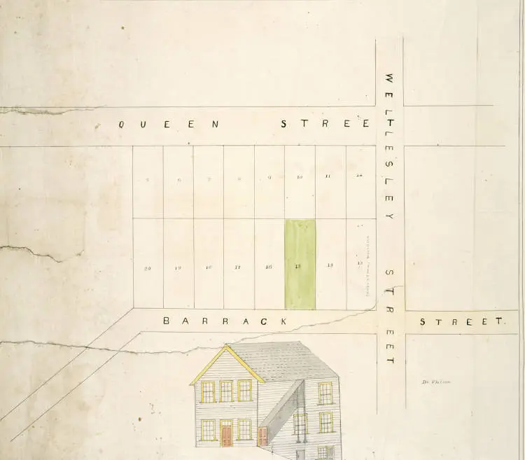 Map of allotments between Barrack Street and Queen Street. | Record ...