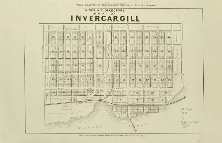 Wise's N.Z. directory map of Invercargill | Record | DigitalNZ