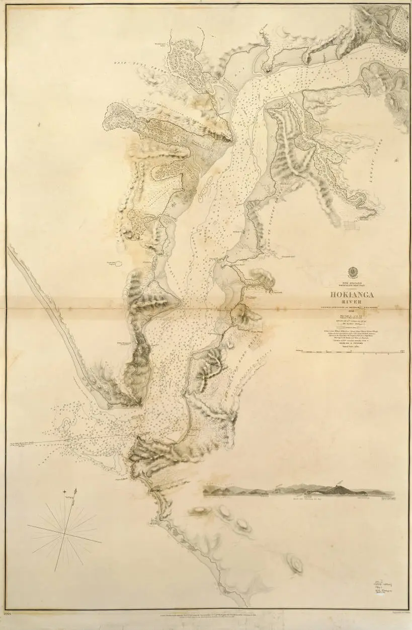 Hokianga River, surveyed by Commr. B. Drury and the officers of H.M.S ...