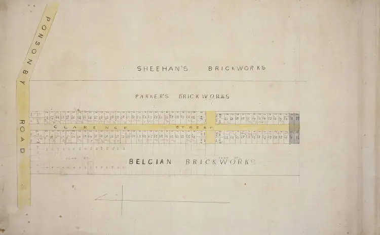 Map showing Ponsonby Road, Clarence and John Streets, depicting ...