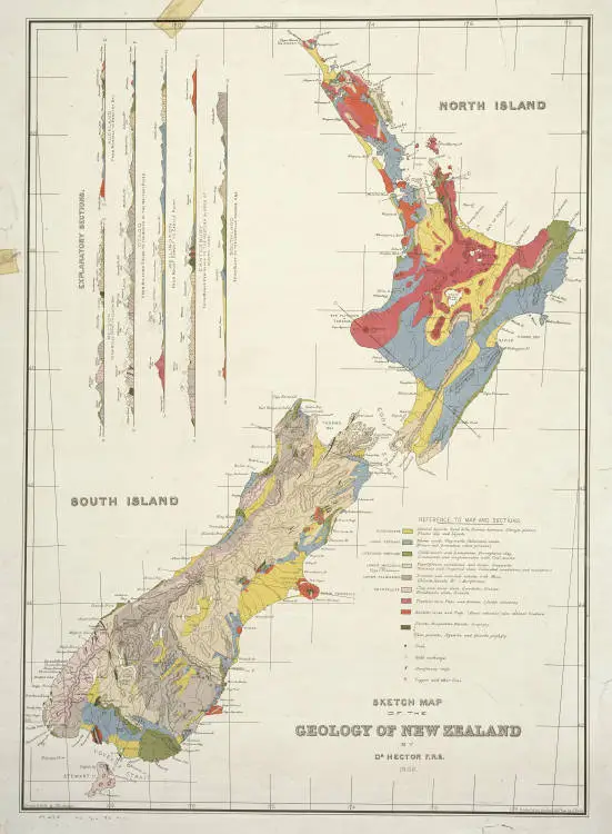Sketch map of the geology of New Zealand by Dr. Hector | Record | DigitalNZ