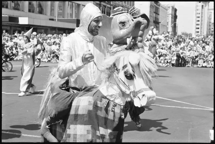 Farmers Santa Parade, Customs Street West, 1989 | Record | DigitalNZ