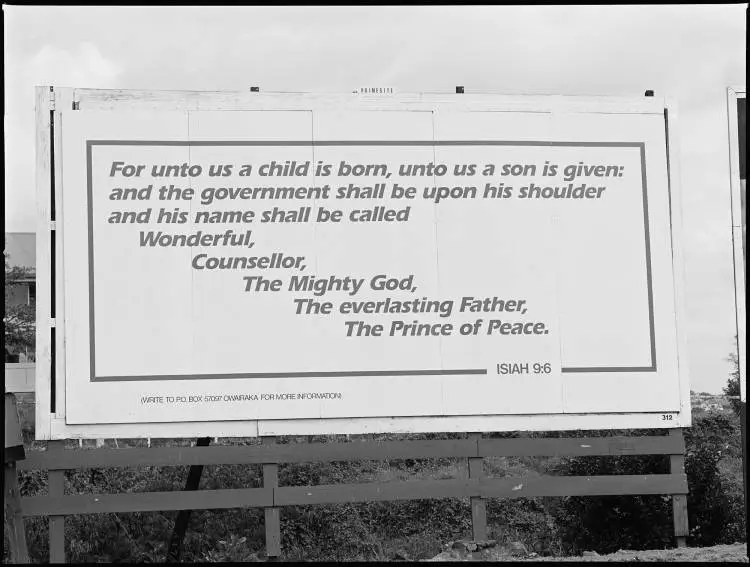 Advertising billboard, Kingsland, 1989 | Record | DigitalNZ