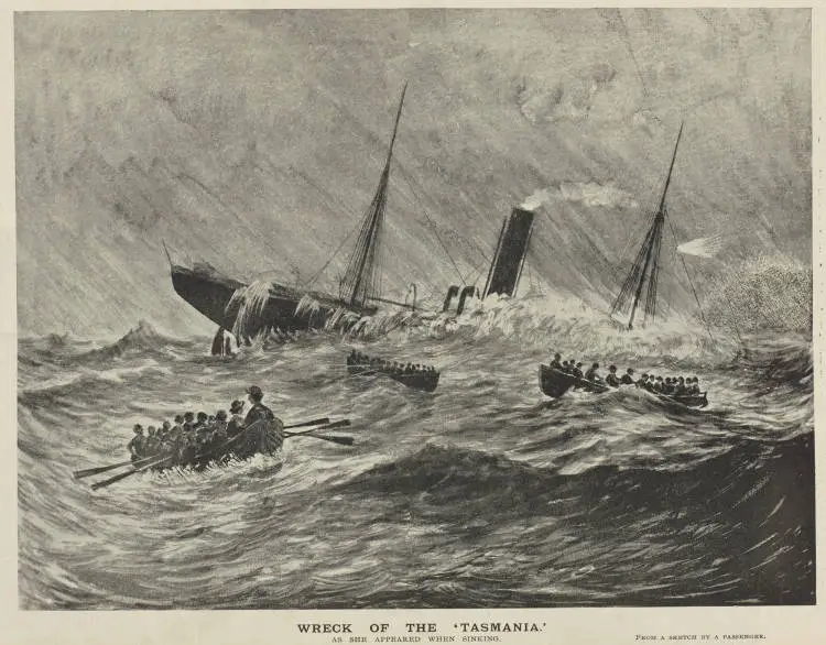Wreck of the Tasmania as she appeared when sinking | Record | DigitalNZ