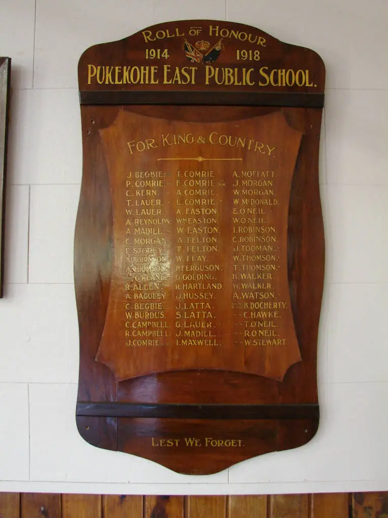 Pukekohe East School, roll of honour, 2014 | Record | DigitalNZ