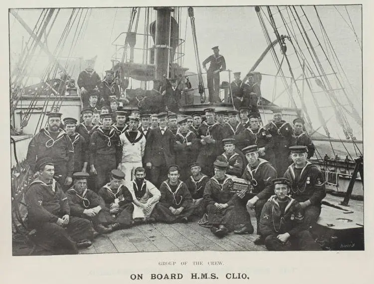 On board H.M.S. Clio: group of the crew | Record | DigitalNZ