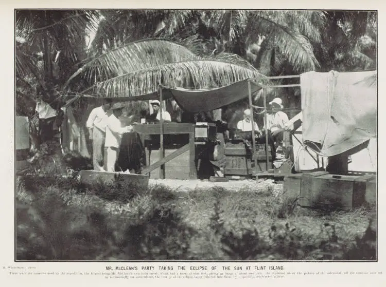 Mr. McClean's party taking the eclipse of the sun at Flint Island ...