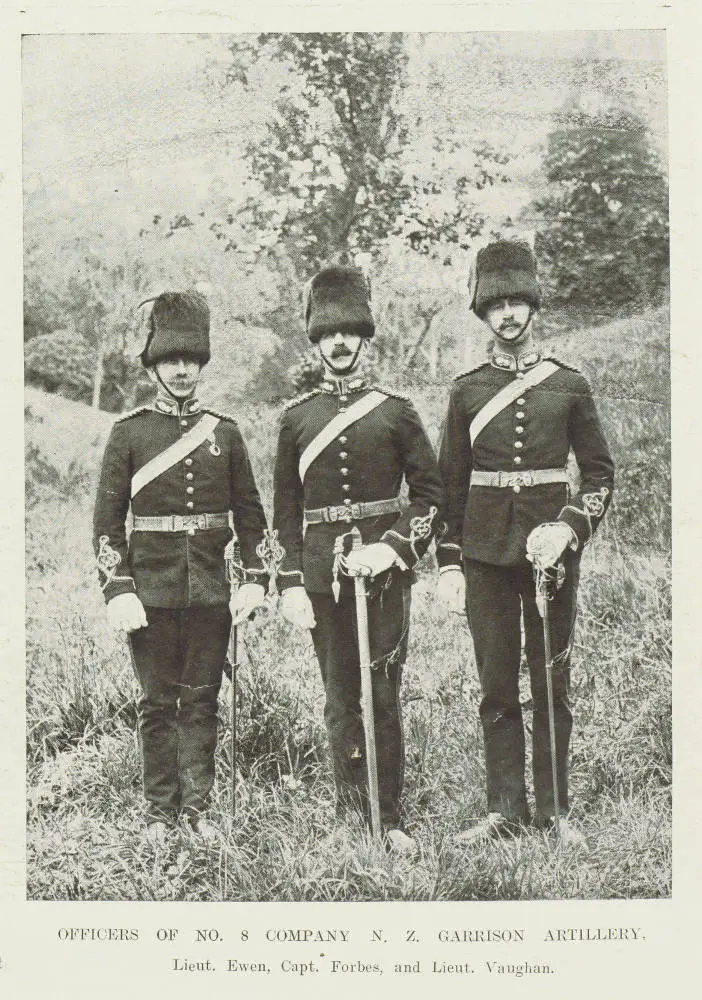 Officers of No. 8 Company New Zealand Garrison Artillery, Lieut. Ewen ...