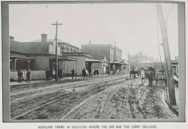 Auckland trams in collision - where the car and the lorry collided ...