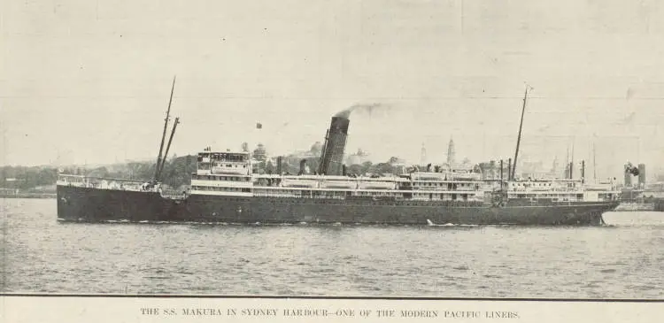 The S.S. Makura in Sydney Harbour - one of the modern Pacific liners ...