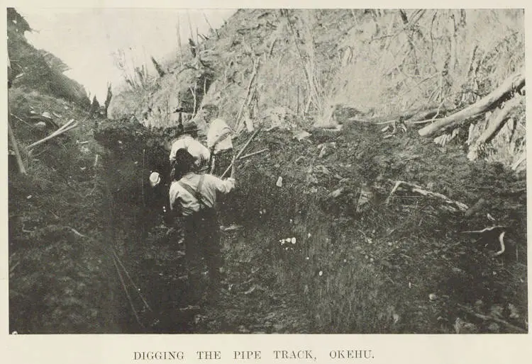 Digging the pipe track, Okehu | Record | DigitalNZ