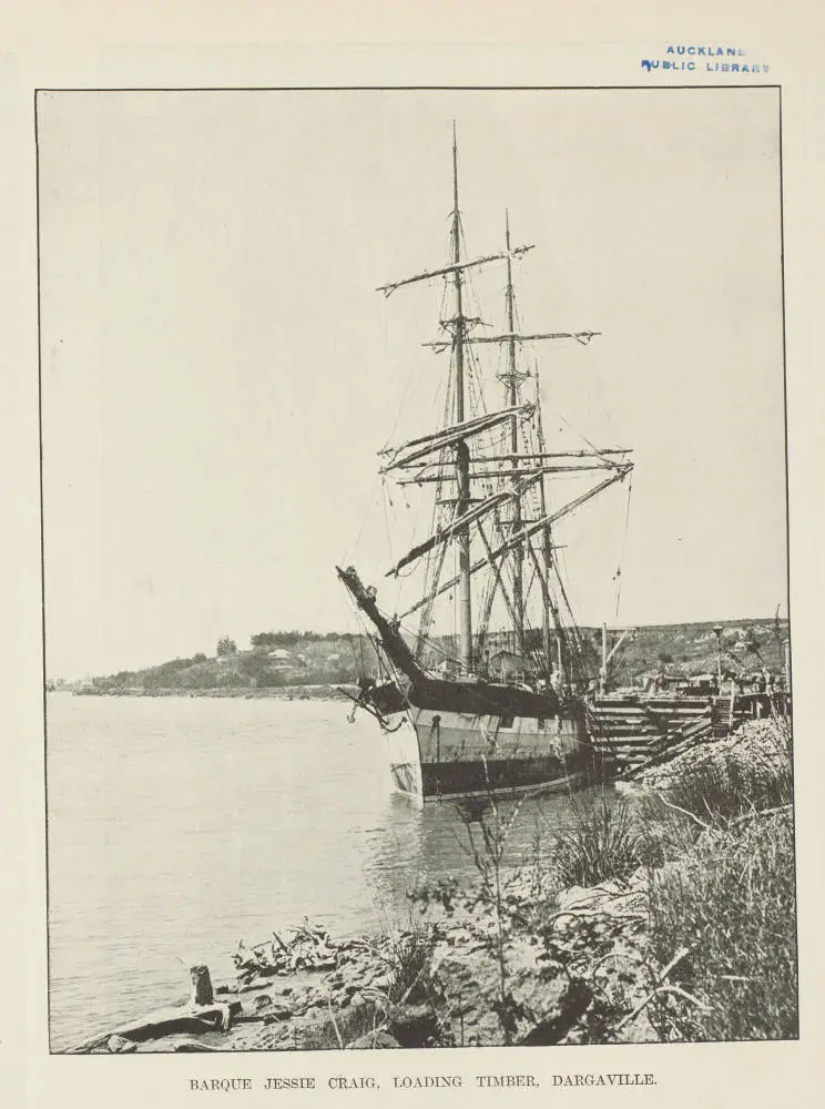 Barque Jessie Craig, loading timber, Dargaville | Record | DigitalNZ