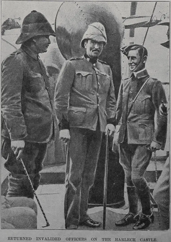 Returned invalided officers on board the 'Harlech Castle' | Record ...
