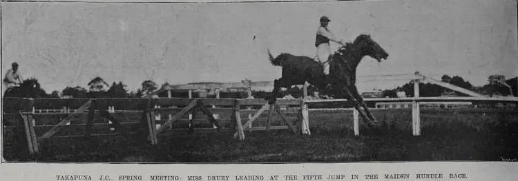 Takapuna J C spring meeting: Miss Drury leading at the fifth jump in ...