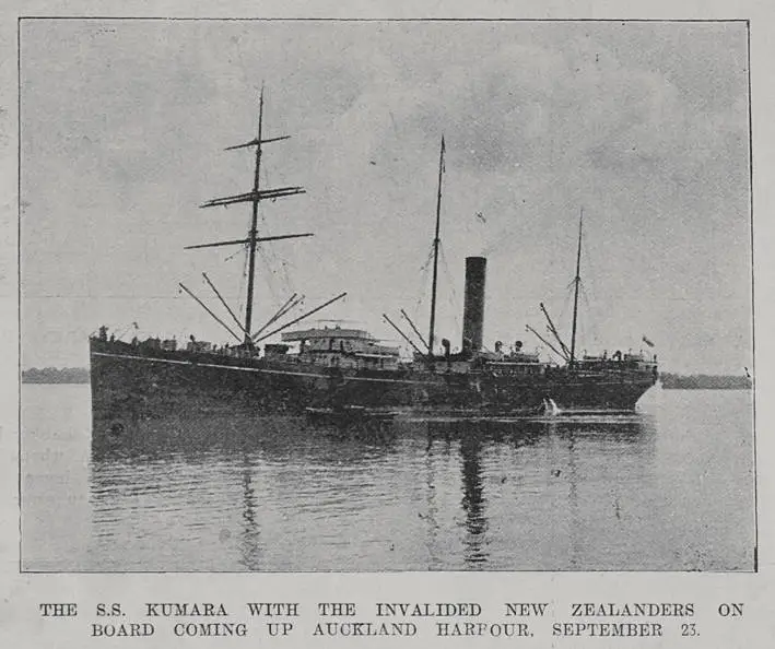The S S Kumara with the invalided New Zealanders on board, coming up ...