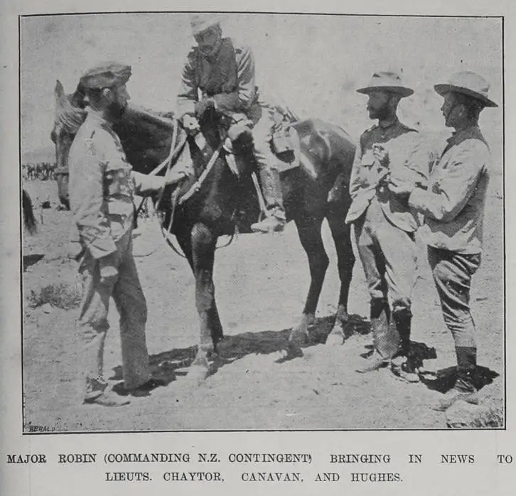 Major Robin, commander of the New Zealand contingent, bringing in news ...