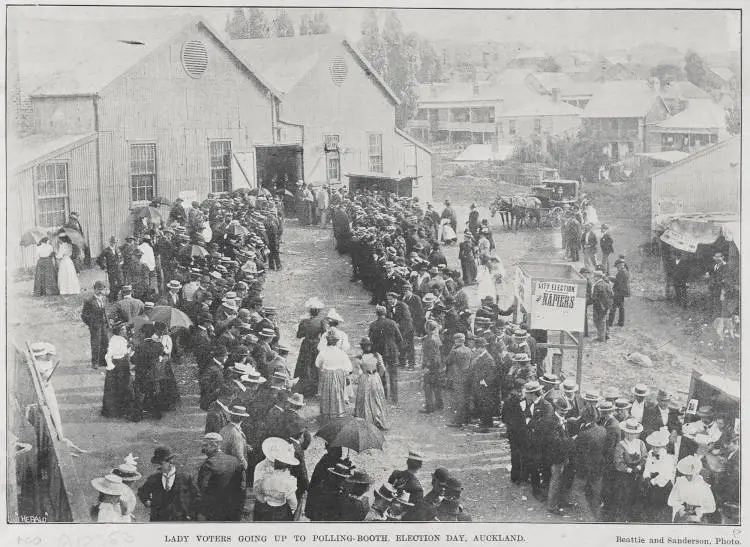 Lady Voters going up to Polling Booth, election Day, Auckland | Record ...