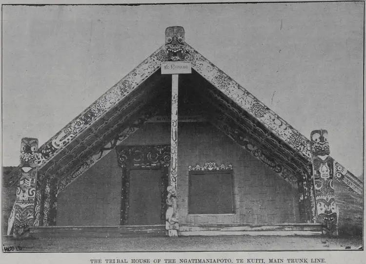The Tribal House of the Ngatimania, Te Kuiti, Main Trunk Line. | Record ...