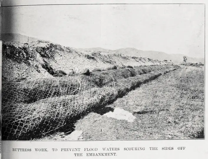 Buttress work to prevent flood waters scouring the side off the ...