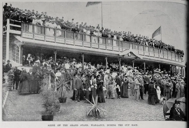 Scene on the grandstand Wanganui, during the cup race | Record | DigitalNZ