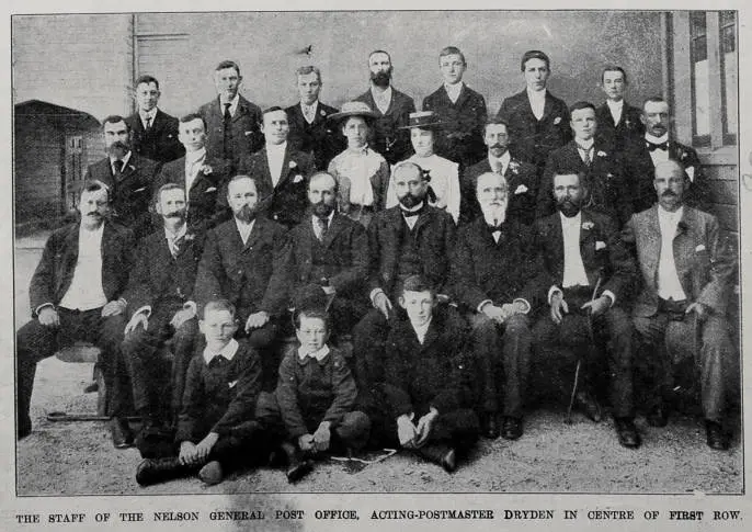 Staff of the Nelson general Post Office, acting Postmaster Mr Dryden ...