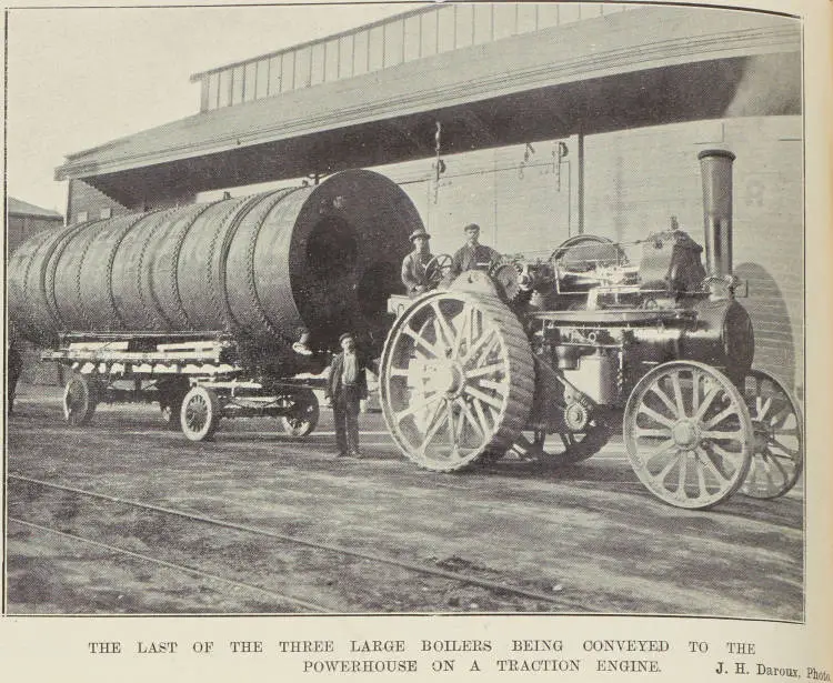 The last of the three large boilers being conveyed to the powerhouse on ...