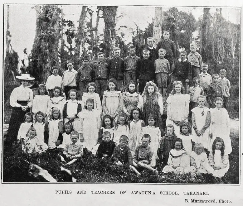 Pupils and teachers of Awatuna School, Taranaki | Record | DigitalNZ