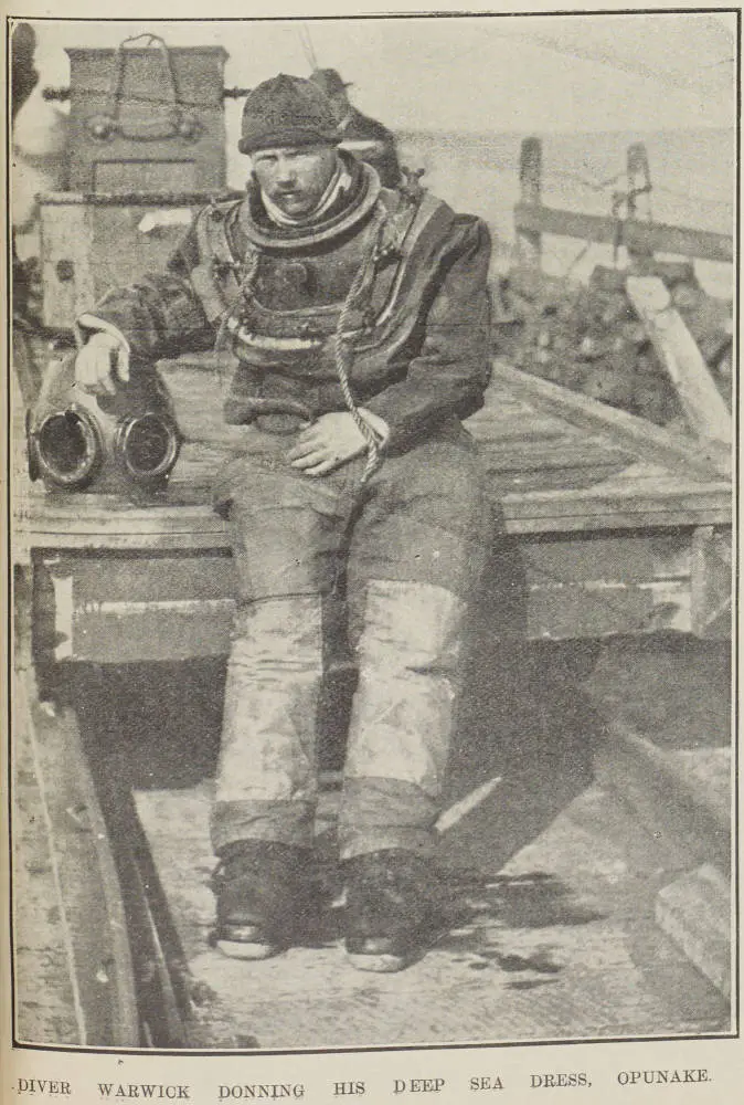 Diver Warwick donning his deep sea dress, Ōpunake | Record | DigitalNZ