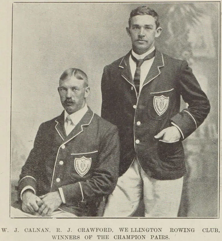 W. J. Calnan, E. J. Crawford, Wellington Rowing Club, winners of the ...