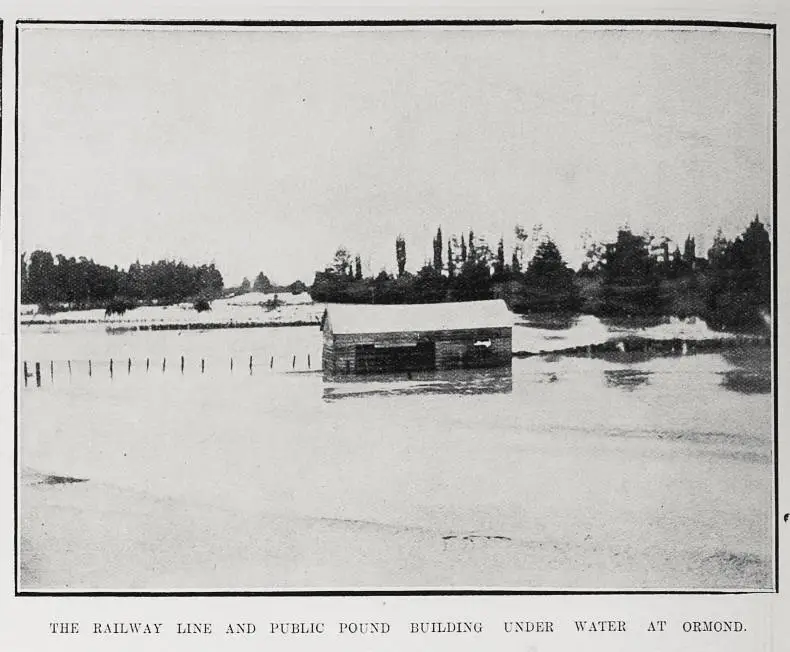 The Railway Line And Public Pound Building Under Water At Ormond ...