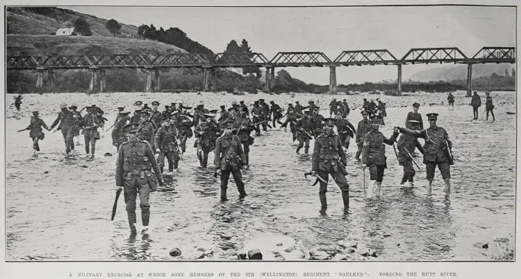 A military exercise at which some members of the 5th (Wellington ...