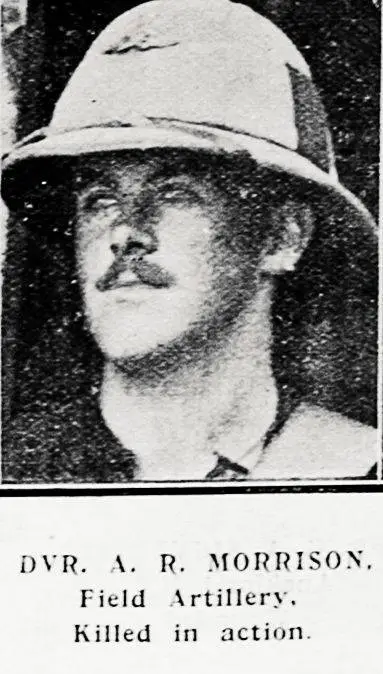 Driver A. R. Morrison, Field Artillery, killed in action | Record ...