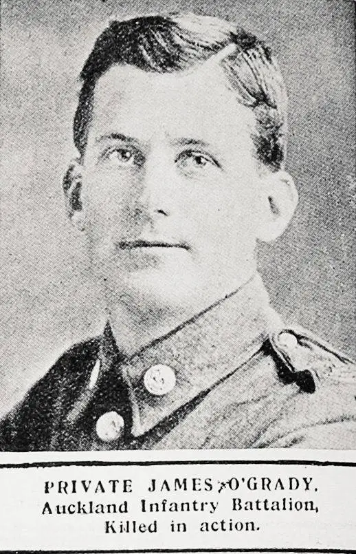 Private James O'Grady, Auckland Infantry Battalion, killed in action ...