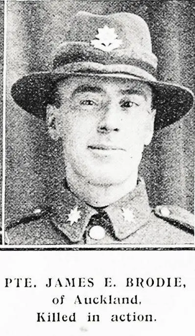 Pte James E Brodie of Auckland, killed in action | Record | DigitalNZ