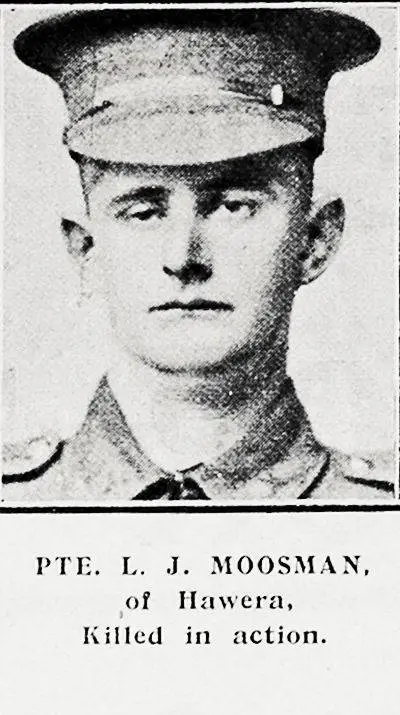 Pte L J Moosman of Hawera, killed in action | Record | DigitalNZ