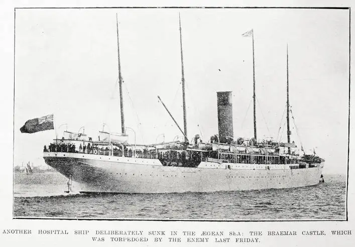 Another hospital ship deliberately sunk in the Aegean sea: the Braemar ...