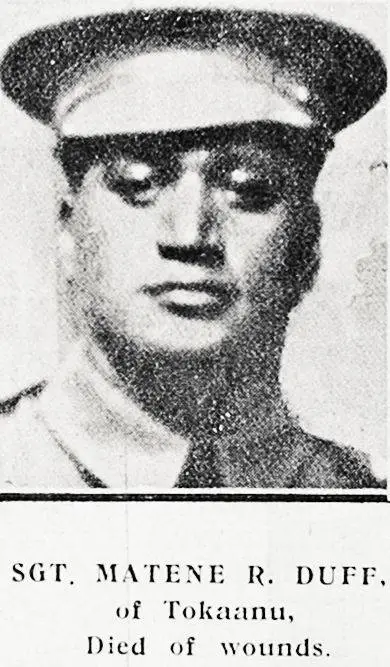 Sgt. Matene R. Duff, of Tokaanu, Died of wounds | Record | DigitalNZ