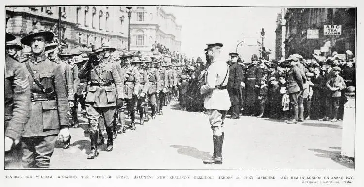General Sir William Birdwood, the 'Idol of Anzac,' saluting New Zealand ...