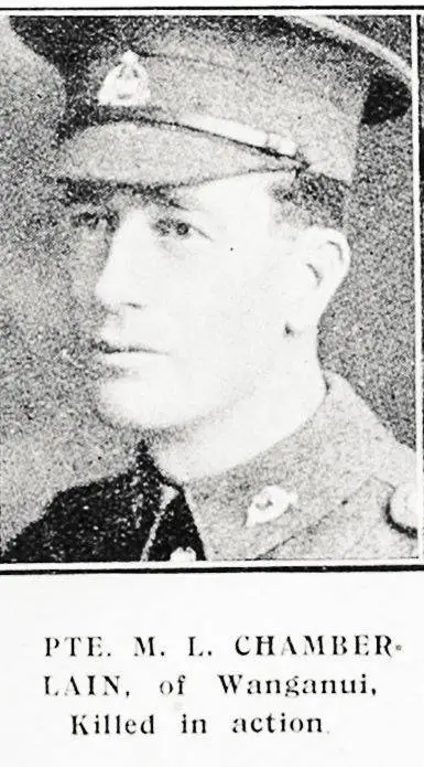 Pte M L Chamberlain of Wanganui, killed in action | Record | DigitalNZ