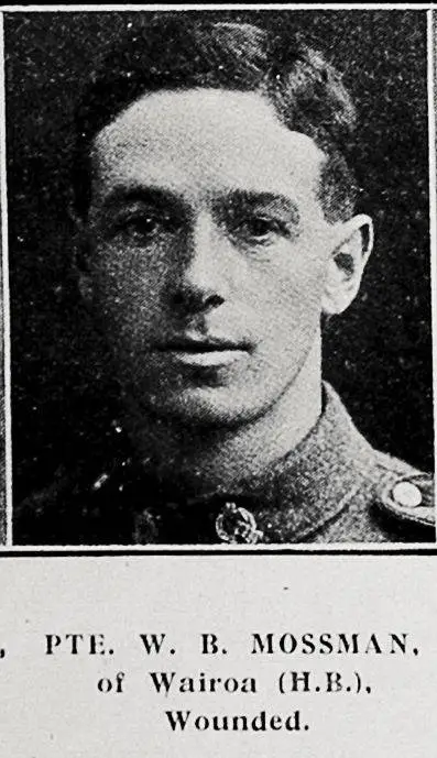 Pte W B Mossman of Wairoa (H B), wounded | Record | DigitalNZ