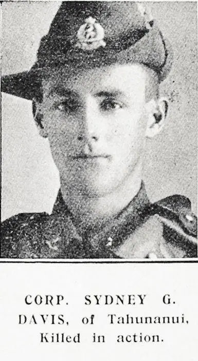 Corp Sydney G Davis of Tahunanui, killed in action | Record | DigitalNZ