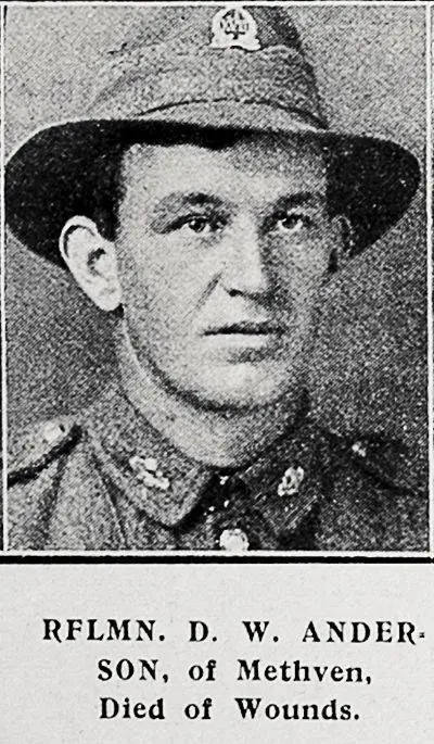 Rflmn D W Anderson of Methven, died of wounds | Record | DigitalNZ