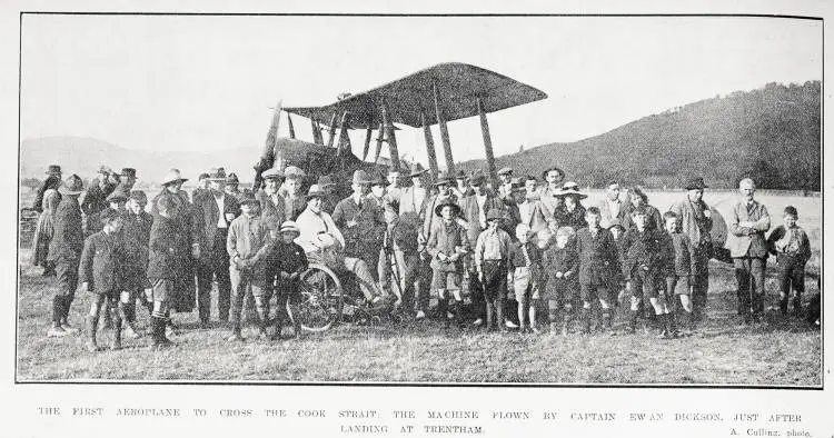 The first aeroplane to cross the Cook Strait | Record | DigitalNZ