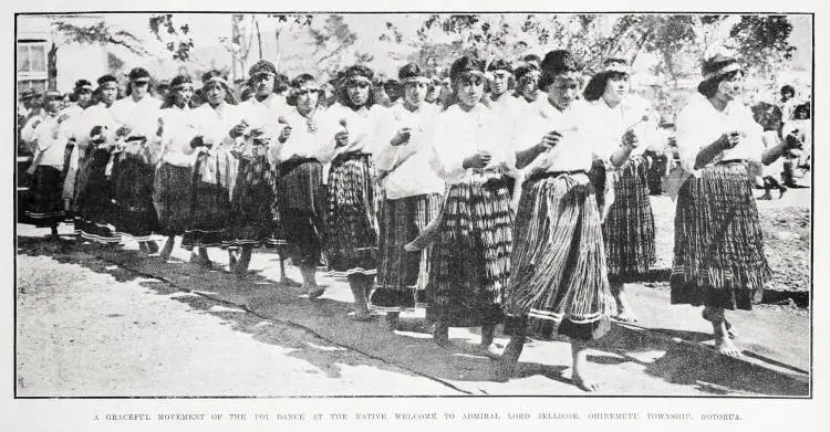 A graceful movement of the poi dance at the native welcome to Admiral ...