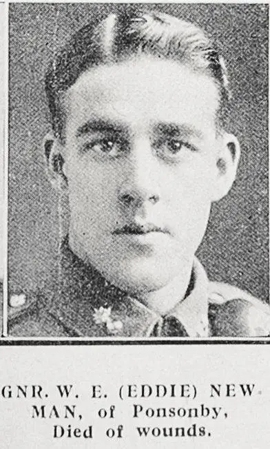 Gnr W E (Eddie) Newman of Ponsonby, died of wounds | Record | DigitalNZ