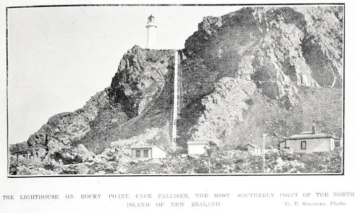 The lighthouse on Rocky Point, Cape Palliser, the most southerly point ...