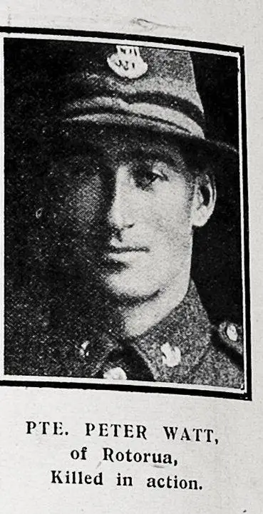Pte. Peter Watt, of Rotorua, killed in action | Record | DigitalNZ