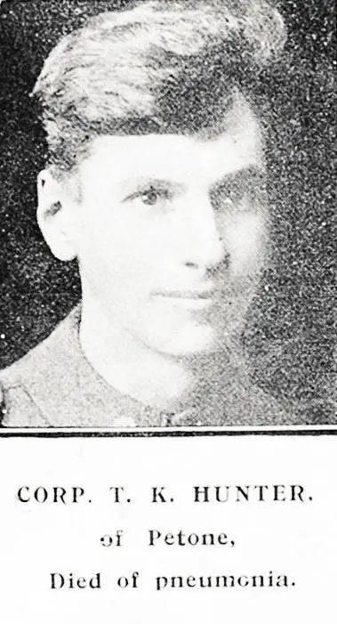 Corp. T. K. Hunter, of Petone, Died of pneumonia | Record | DigitalNZ
